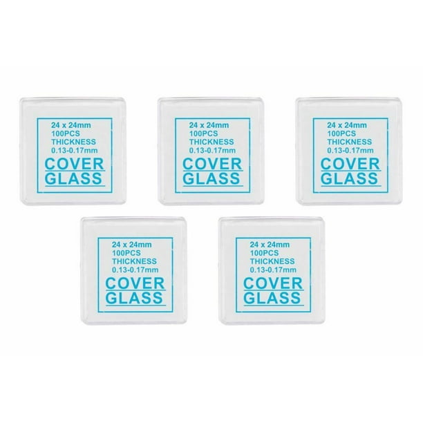 AmScope 5-Pack of 100 Microscope Square Coverslip Slides 24mm x 24mm ...