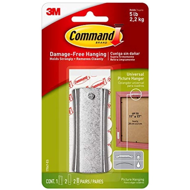 Command Large 5 lb Capacity Universal Frame Hanger, 1 hanger, 2 strips ...