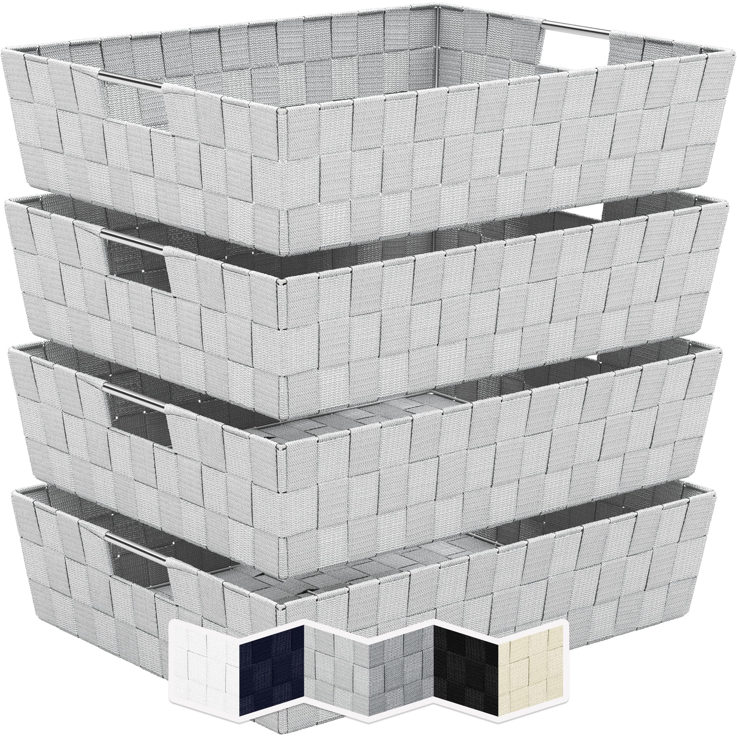 NEATERIZE Woven Storage Baskets for Organizing - 4 Fabric Empty ...