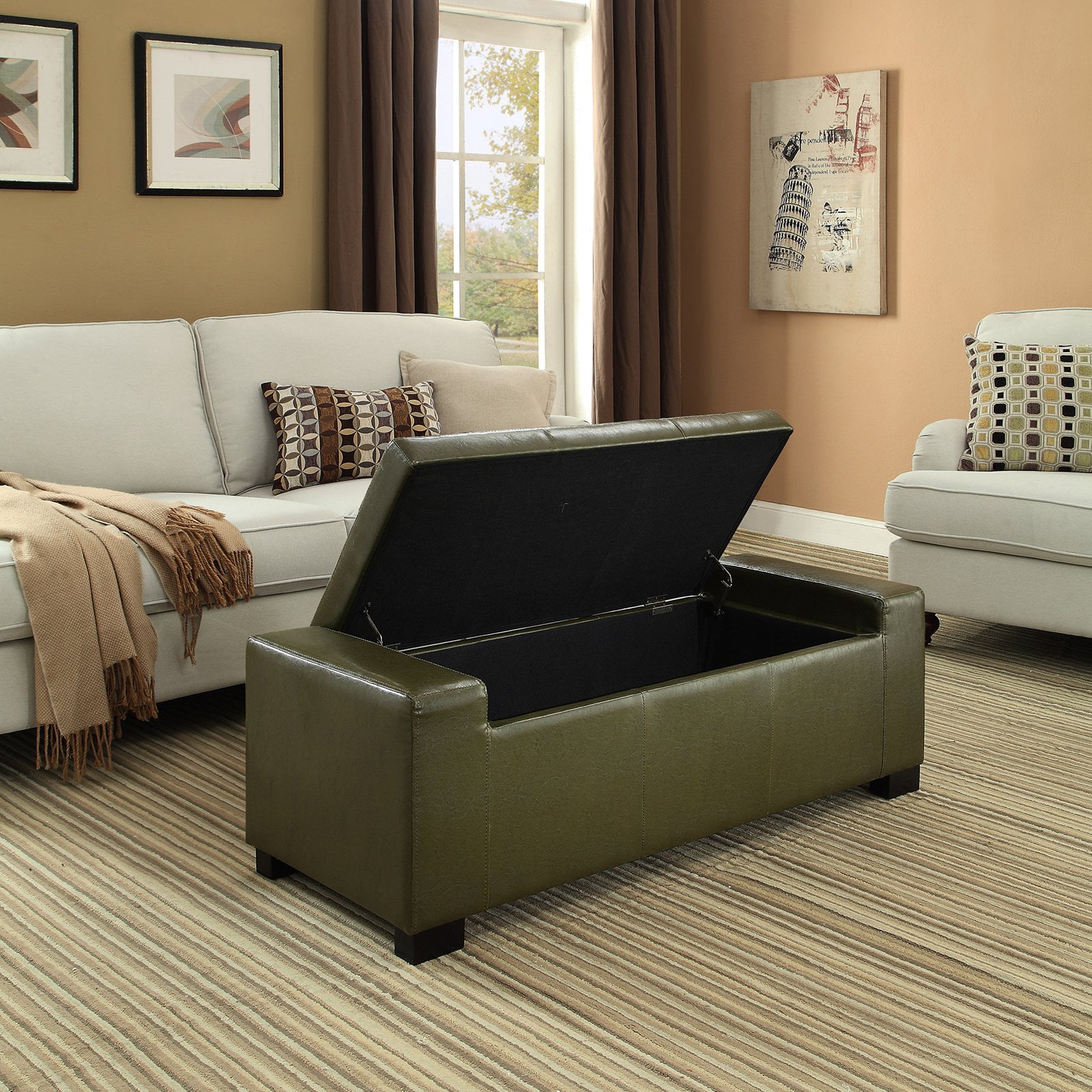 Simpli Home Laredo Large Storage Ottoman Bench