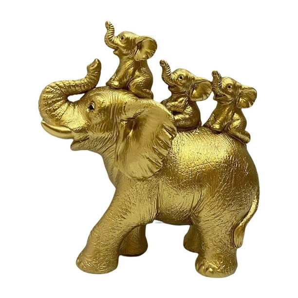 3 Baby Elephants Riding AN Elephant Statues, Animals Sculptures Art ...