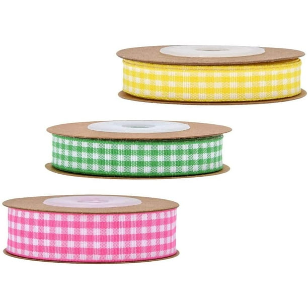3 Rolls Buffalo Plaid Ribbon Check Wired Ribbon Craft Ribbon for DIY ...
