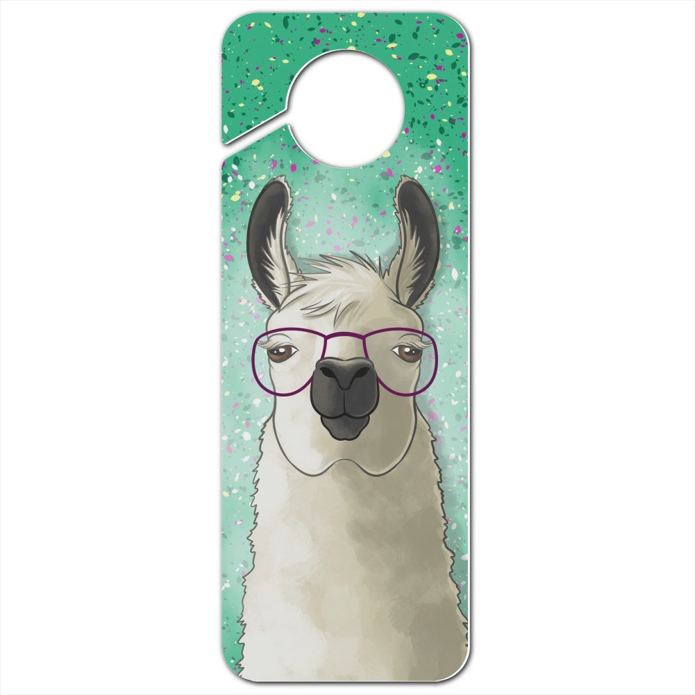 Hip Llama with Glasses Plastic Door Knob Hanger Sign - Walmart.com