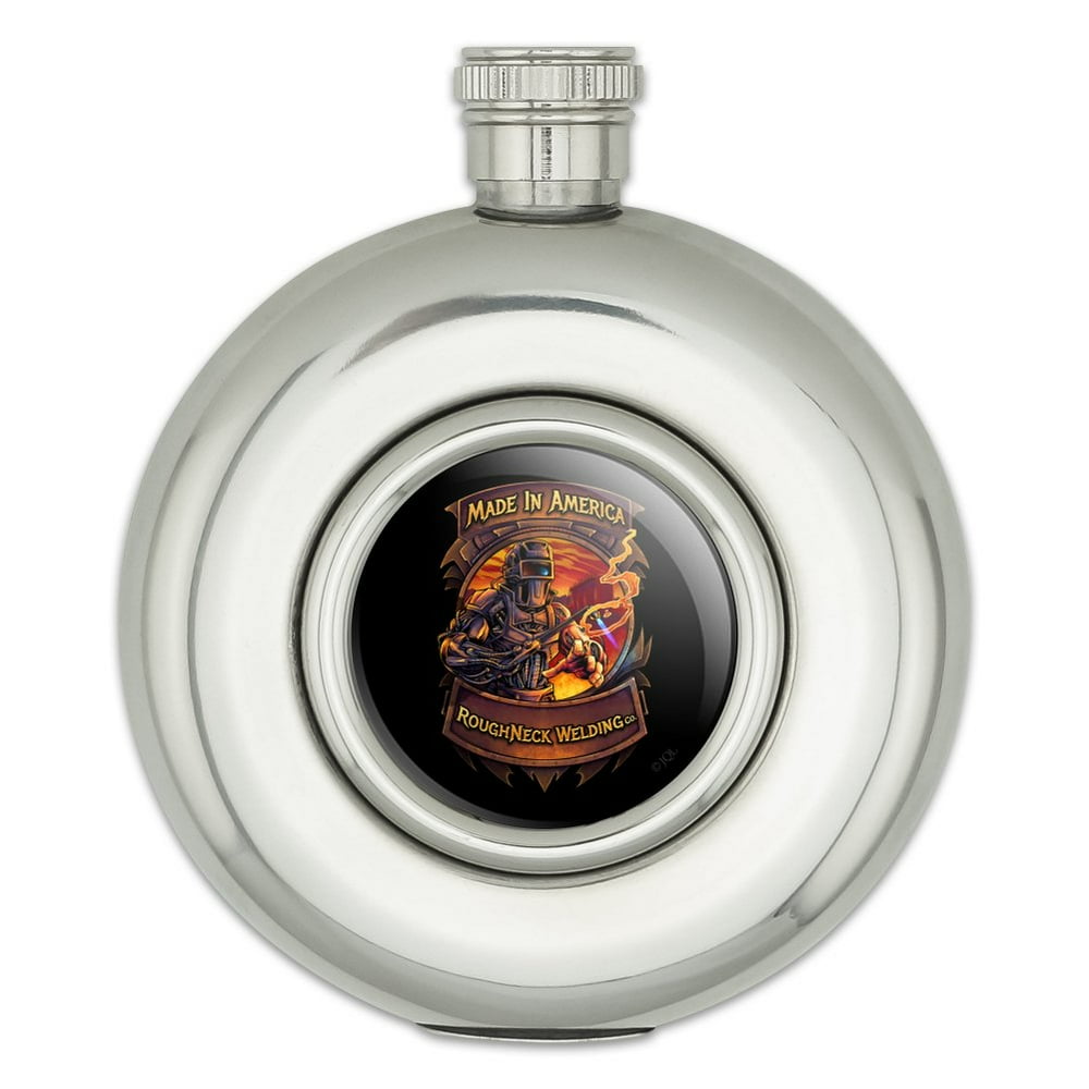 Welding Welder Made In America Round Stainless Steel 5oz Hip Drink ...