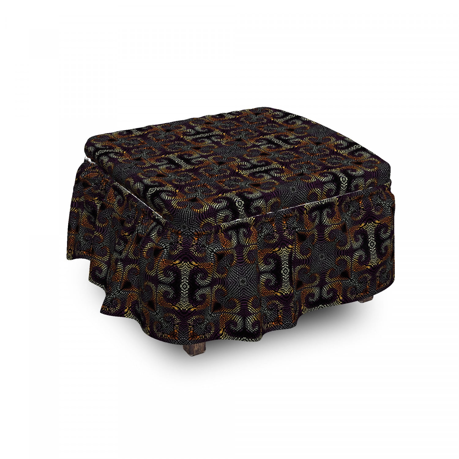 Abstract Ottoman Cover, Irregular Mosaic Inspired, 2 Piece Slipcover ...