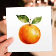 3drose, Elegant Orange Citrus Fruit with Two Green Leaves Kitchen Art ...
