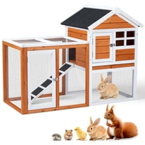 UBesGoo Fir Wood Rabbit Hutch with Lock,Outdoor Chicken Coop Indoor ...