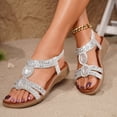 Boho Sandals for Women 2026 Trendy Rhinestone Open Toe Slip on Beach ...