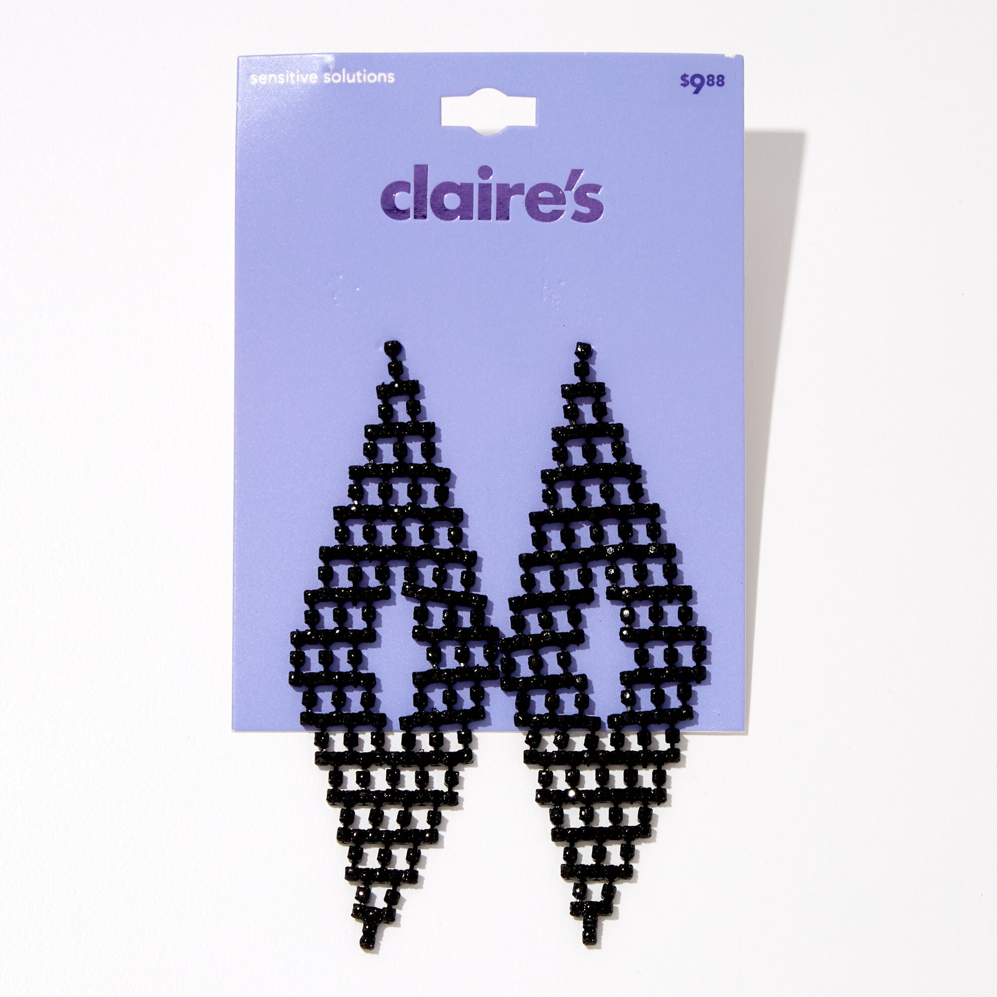 Click here for Claires Jet Black Triangle Drop Earrings With Post... prices