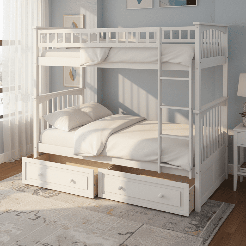 Click here for Homy Casa California Modern Wood Twin Over Twin Bu... prices