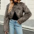 Byworldtasic Women's Cropped Faux Fur Jacket Women's Long Sleeve Open Front Cardigan Casual ...