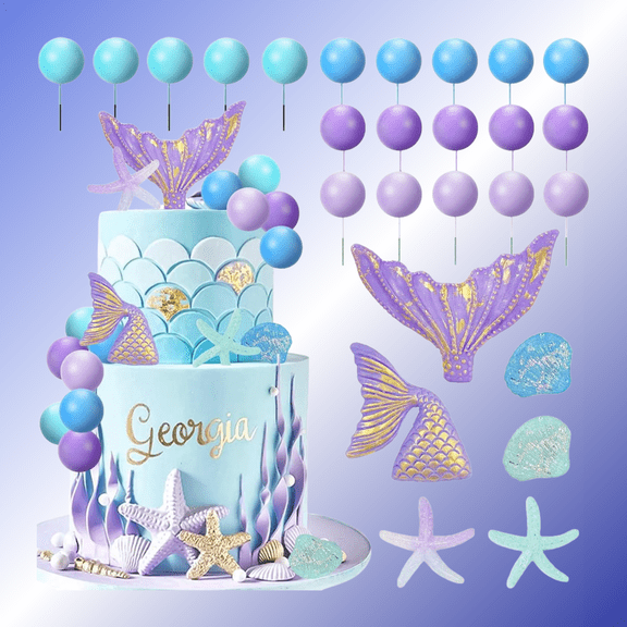 ToriBellas Designs Edible Mermaid Cake Topper Frosting Sheet, Fits 1/4 ...
