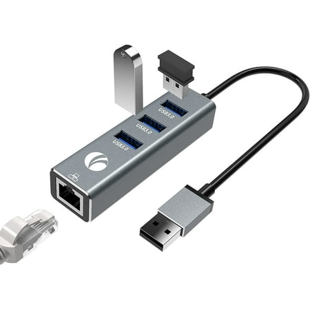 VCOM USB Hub with Ethernet - Portable USB 3.0 Splitter with RJ45 10/100 ...