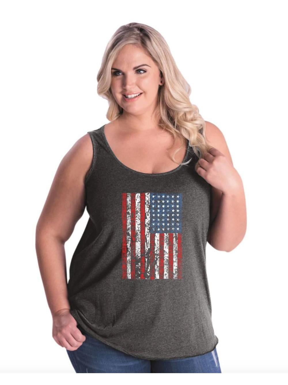 Women's Plus Size Tank Top - American Flag 4th of July - Walmart.com