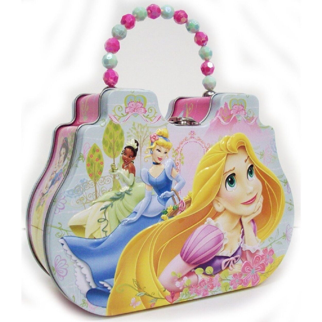Princess Rapunzel Tiana Cinderella Tin Box Carry Purse Blue/Pink ...
