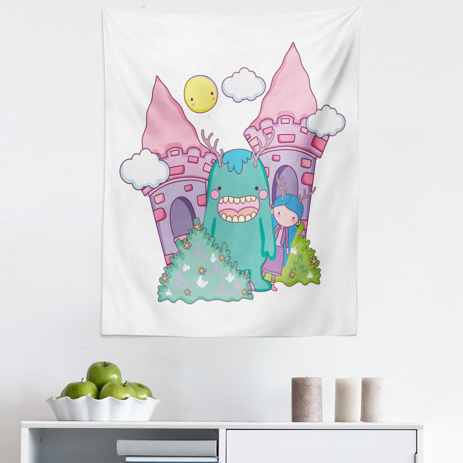 Alien Tapestry, Little Girl with Antlers and Monster Castle Forest ...