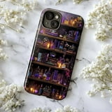 Witchy Bookshelf Phone Case, Magical Potion Bottles & Spellbook Design ...