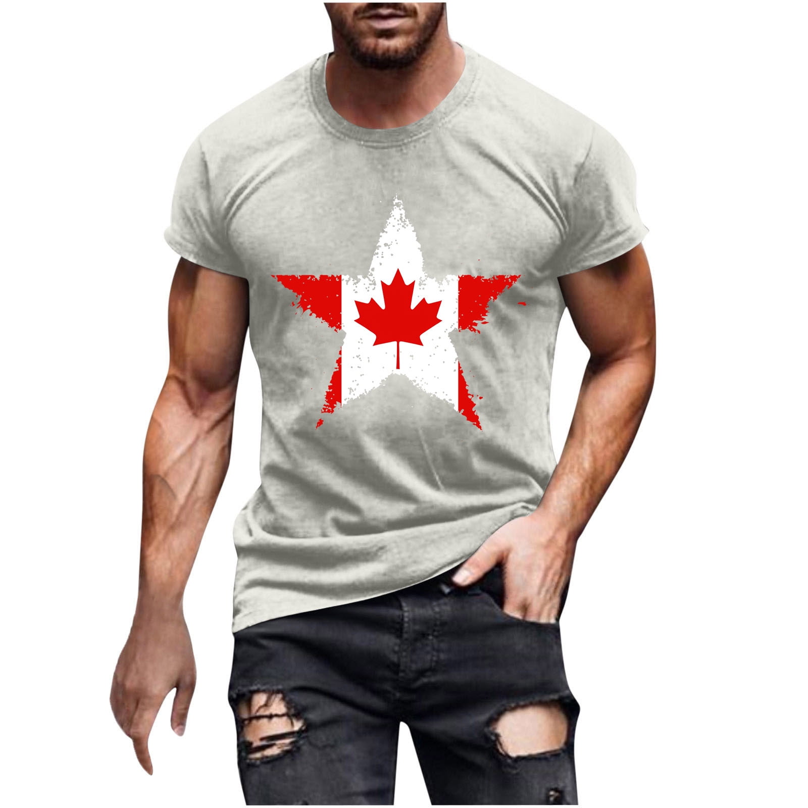 Click here for Amzcrzy Mens T-Shirts M-3xl Fashion Maple Leaf Pri... prices