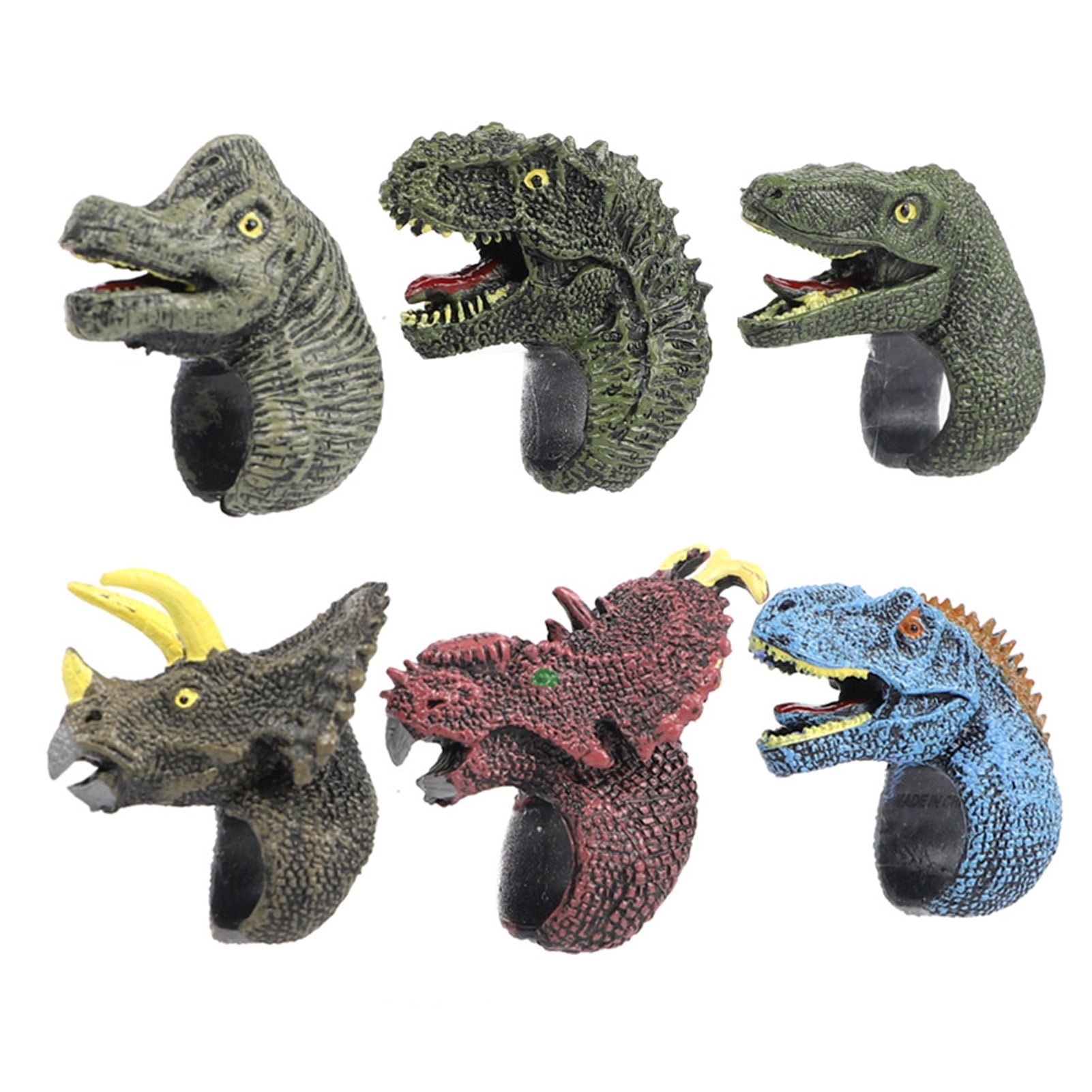 Kripyery 6Pcs Dinosaur Ring Fine Texture Early Learning Animal ...