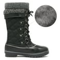 DREAM PAIRS Women Waterproof Winter Warm Snow Faux Fur Lined Flat Mid Calf Boots MONTE_02 BLACK ...