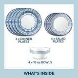 Corelle Portofino 12-Piece Dinnerware Set, Chip Resistant Vitrelle ...