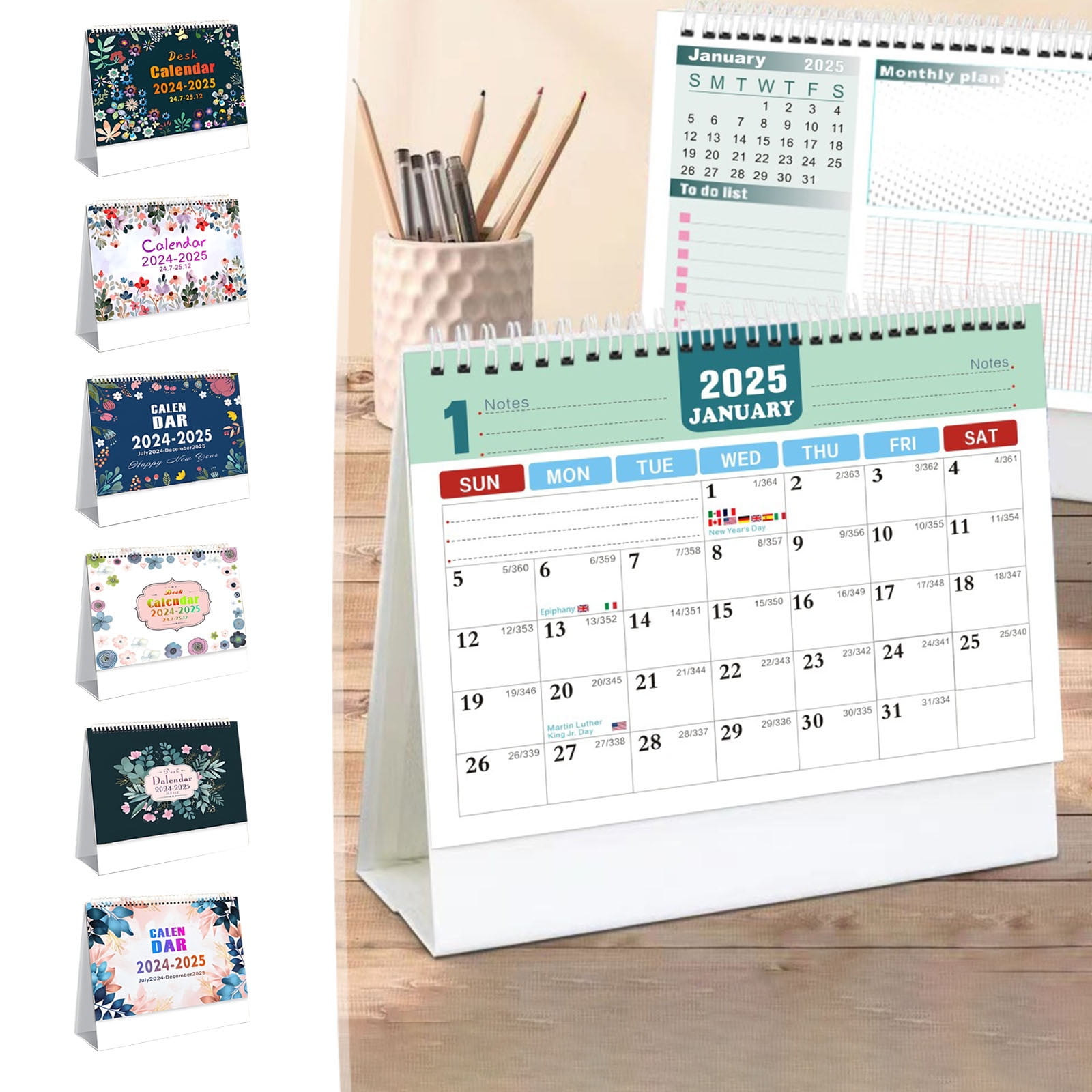 Plan de calendario de escritorio simplificado en inglés 2024-2025 ...