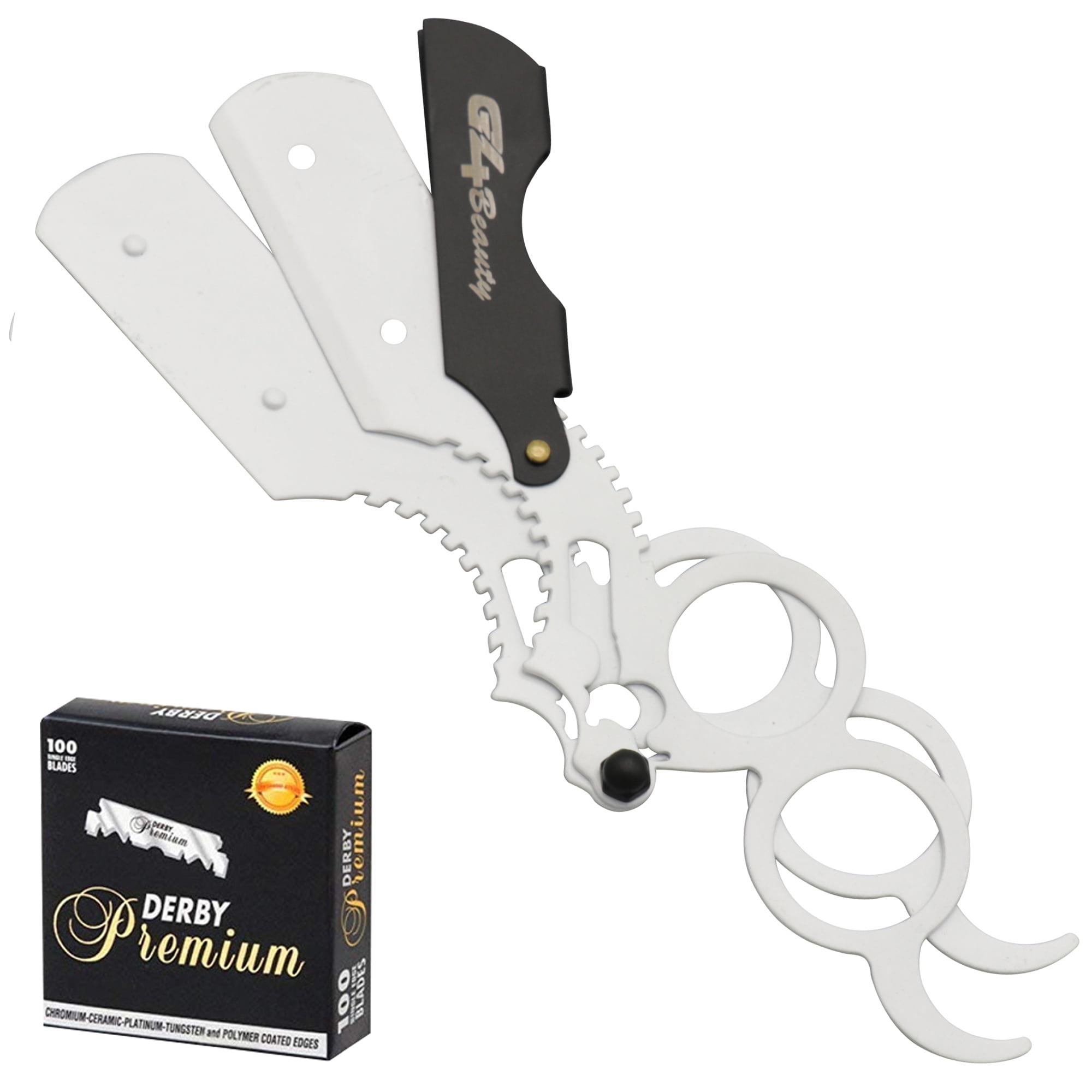 G4 Vision Universal Replaceable Half Blade Straight Razor with 100 Blades, Professional Double ...