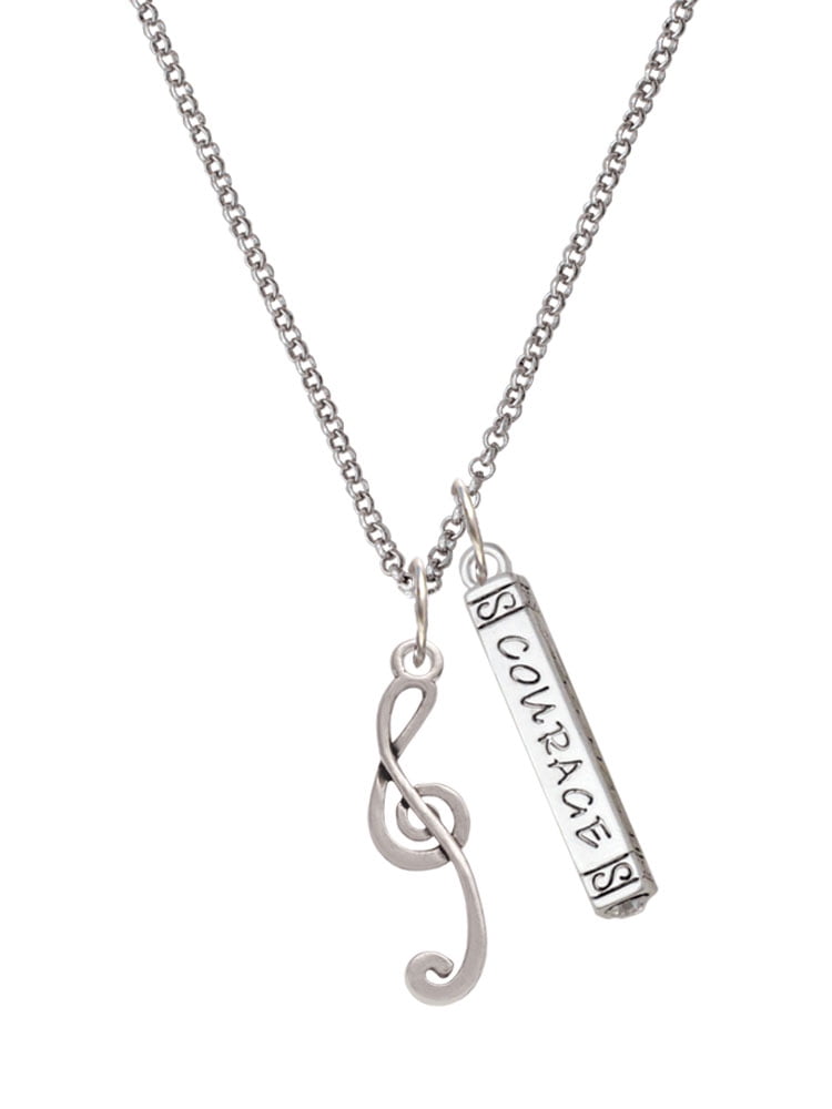 Delight Jewelry Silvertone Long Curly Clef Silvertone Courage Strength ...