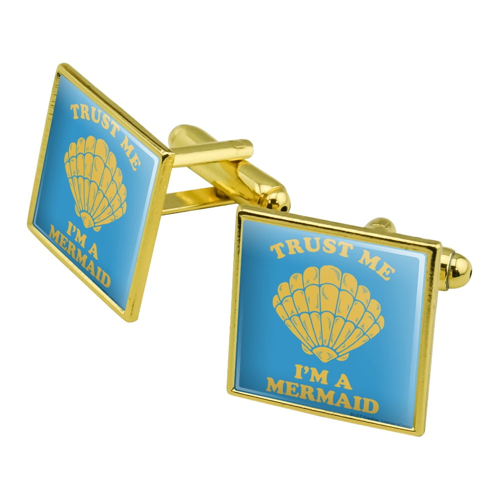 Trust Me I'm a Mermaid Funny Humor Square Cufflink Set - Silver or Gold ...