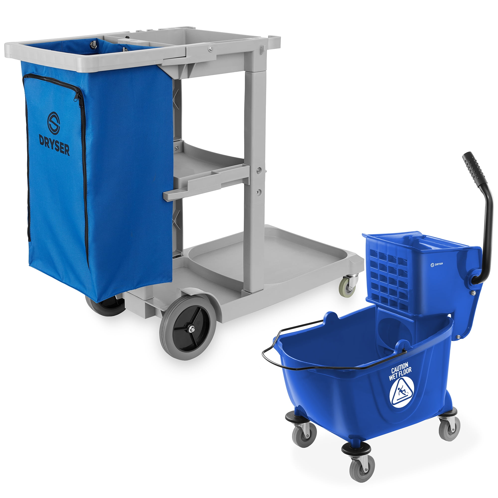 Dryser Commercial Janitorial Cleaning Cart & Mop Bucket with Side Press ...