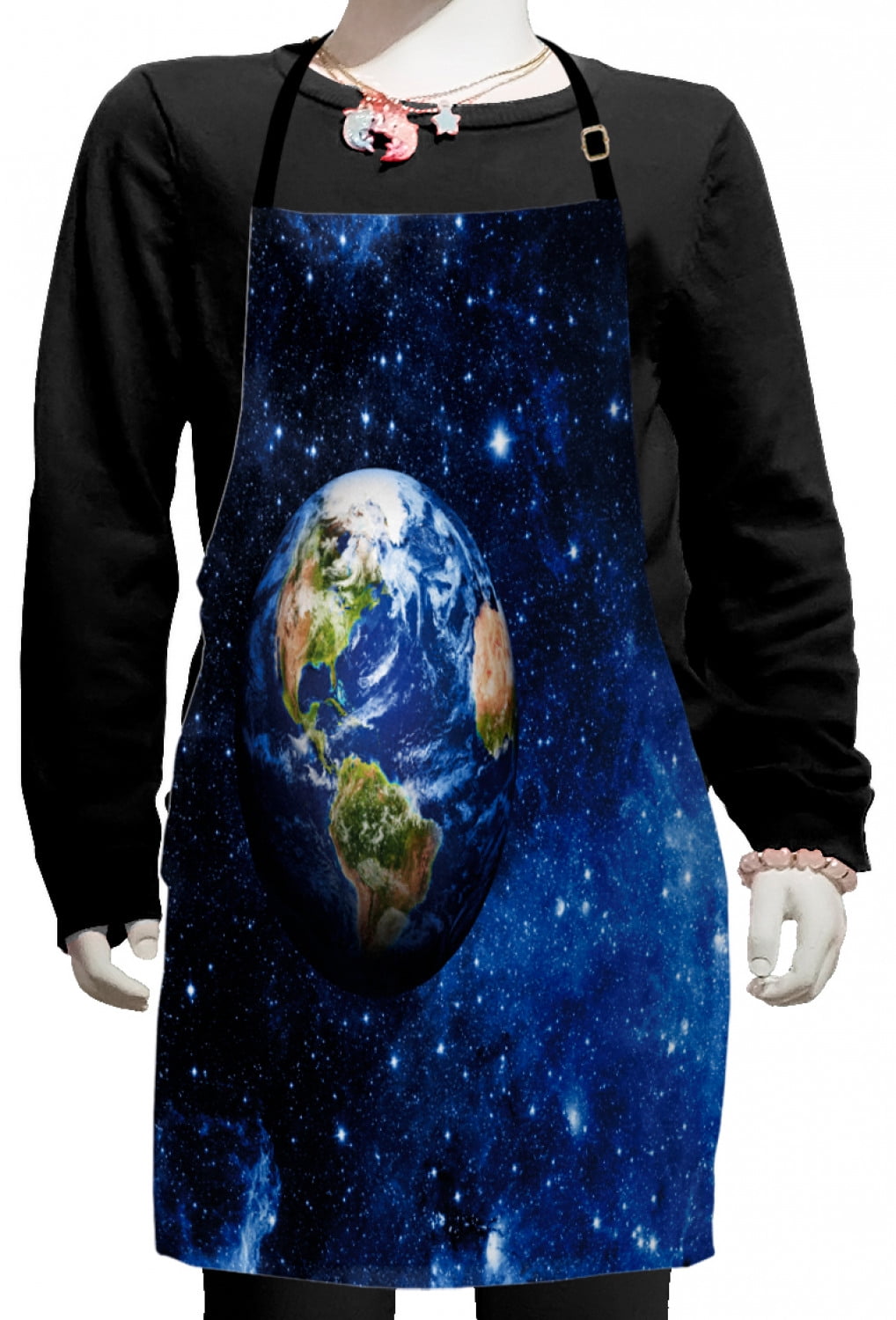 Space Kids Apron, Outer View of Planet Earth in Solar System with Stars ...