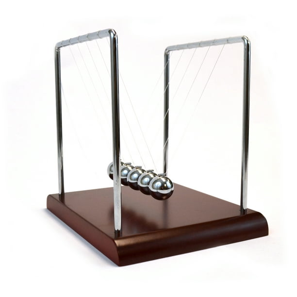 Eisco Labs Advanced Newton's Cradle with Red Wood Base - 7.25" Tall, 4 ...