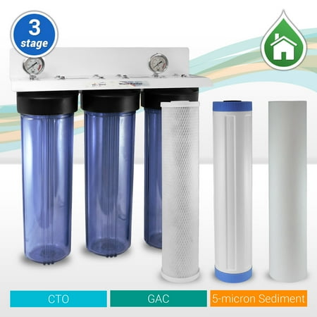 Max Water 3-stage 20"x 4.5" Clear Whole House Big Blue Water Filter - 1 ...