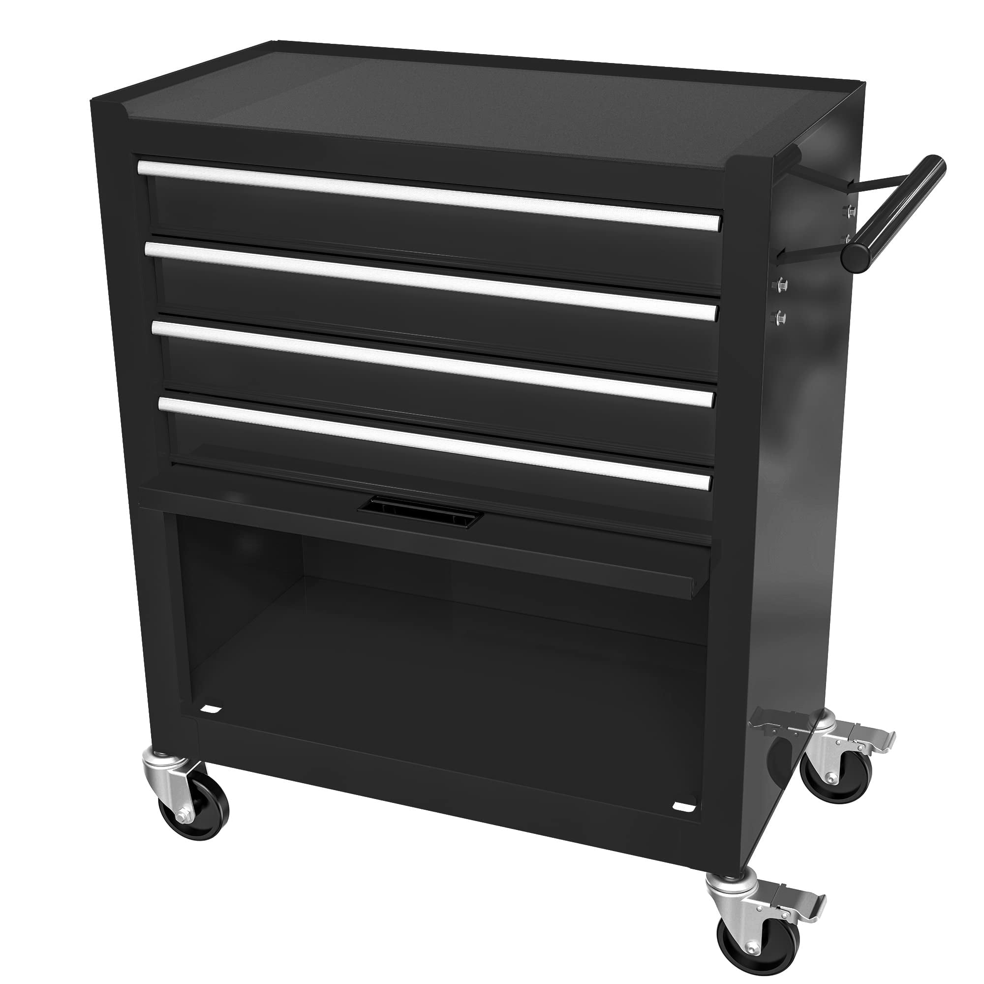 4-Drawers Tool Cart on Wheels 24.4in,Rolling Tool Box,Locked Drawers ...
