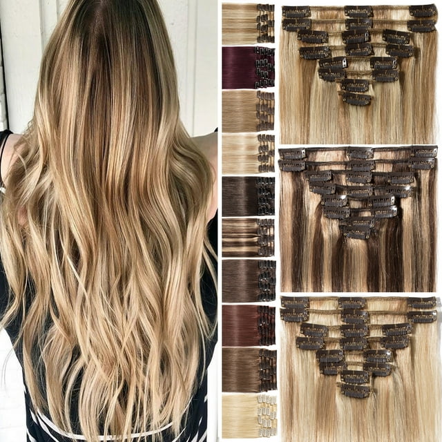Benehair Human Hair Extensions Clip In Hair Extension Full Head Remy ...