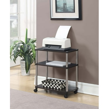 FITUEYES Printer Stand with Storage Adjustable Shelves, Wood Mobile ...