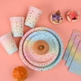 200-piece rainbow macaron party supplies set- disposable paper ...