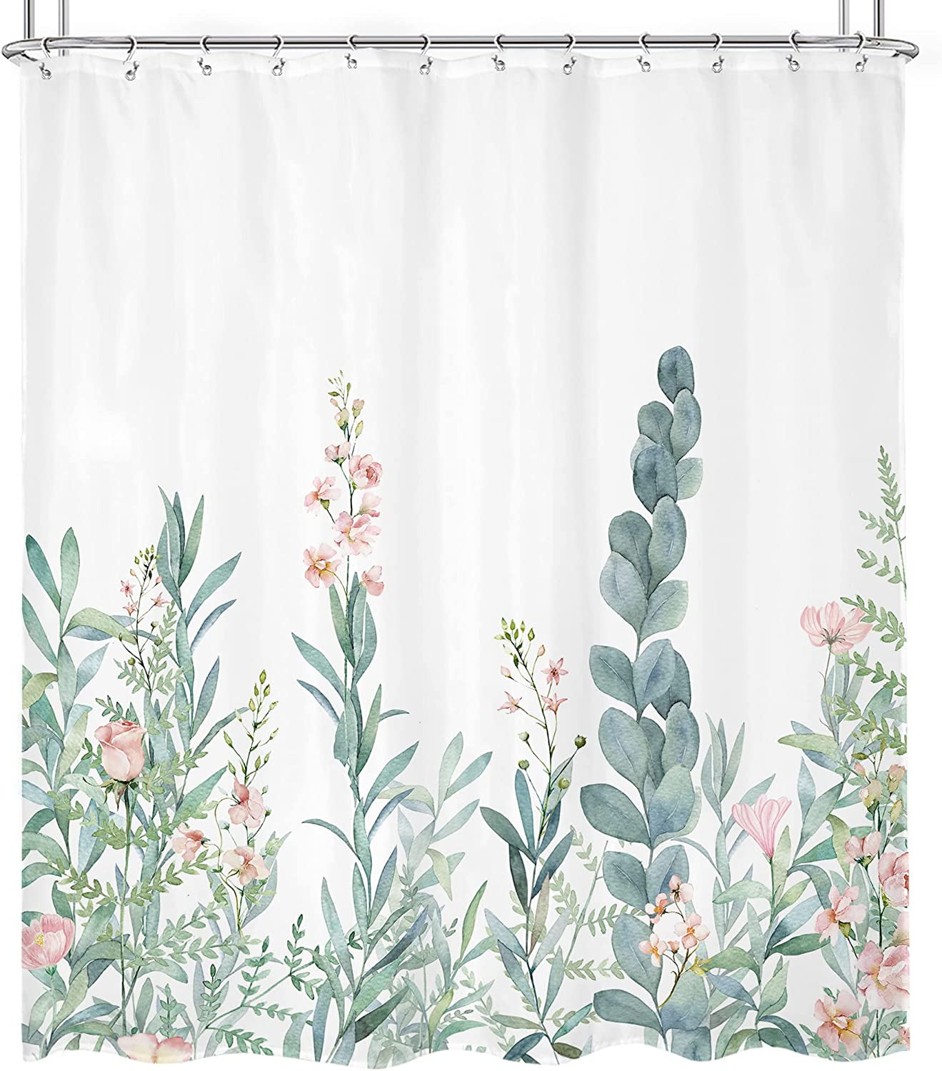 SPXUBZ Green Leaves Shower Curtain 72x72 Inch Wildflowers Watercolor ...