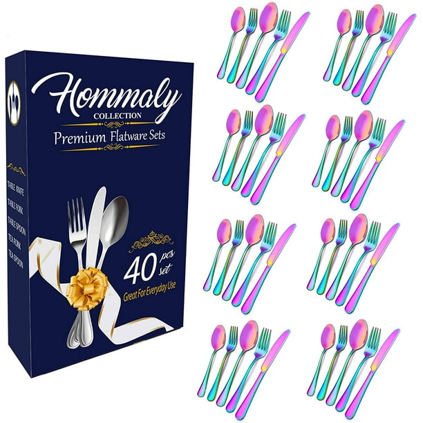 Rainbow Flatware Set Colorful Stainless Steel Silverware Dinnerware Set ...