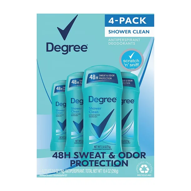Degree Shower Clean 48-Hour Antiperspirant Deodorant Invisible Solid, 4 ...