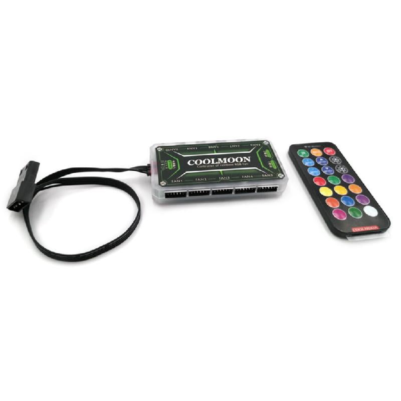 COOLMOON RGB Color Change Controller 10X6Pin Fan 2X4Pin Light Bar ...