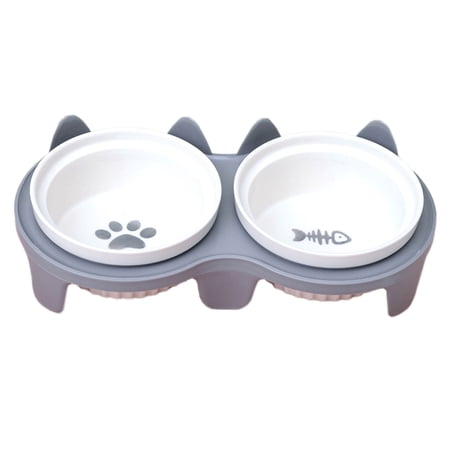 Ceramic Cat Bowls,Double Bowls for Food and Water, Elevated Ceramic Cat ...
