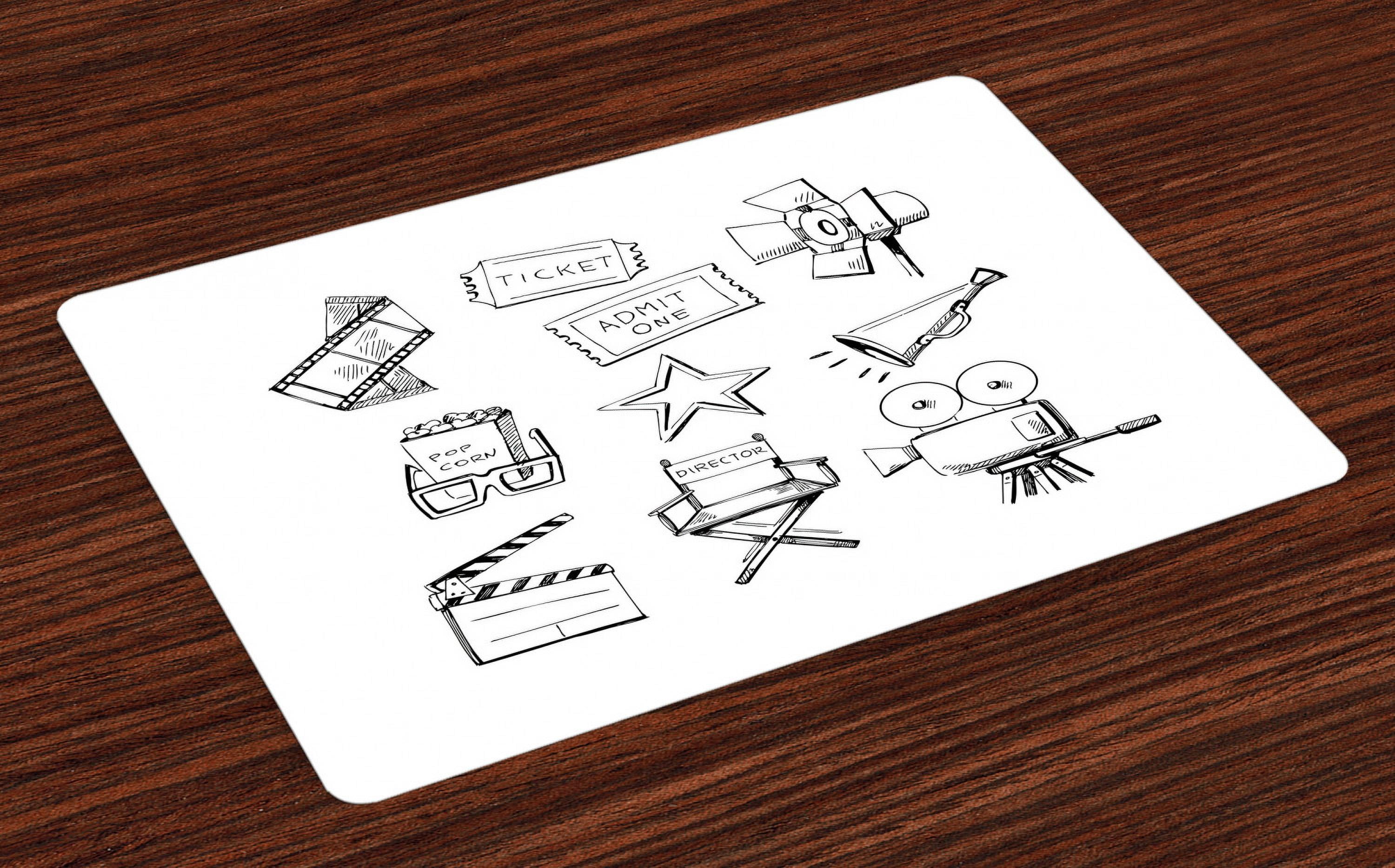 Ambesonne Movie Theater Place Mats Set of 4, Sketchys, Standard Size ...