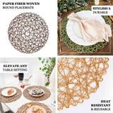 Efavormart 6 Pack 15" Natural Metallic Woven String Round Placemats For ...