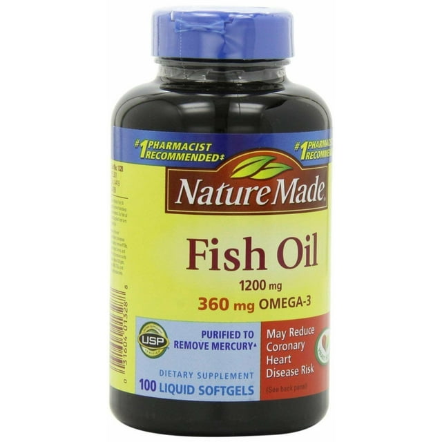 Nature Made Heart Health Fish Oil 1200mg Omega-3 Fatty Acid, 100ct, 2 ...