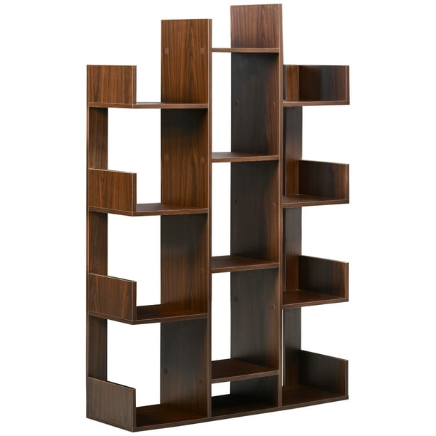 HOMCOM Tree Bookshelf, Modern Freestanding Bookcase with 13 Open ...