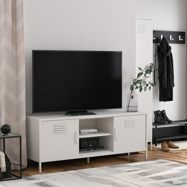 Wampat TV Stand with 2 Sliding Doors for TVs up to 65", White - Walmart.com