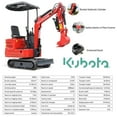 MachPro Household Red Mini Excavator, 1 Tons Crawler Digger with Kubota ...
