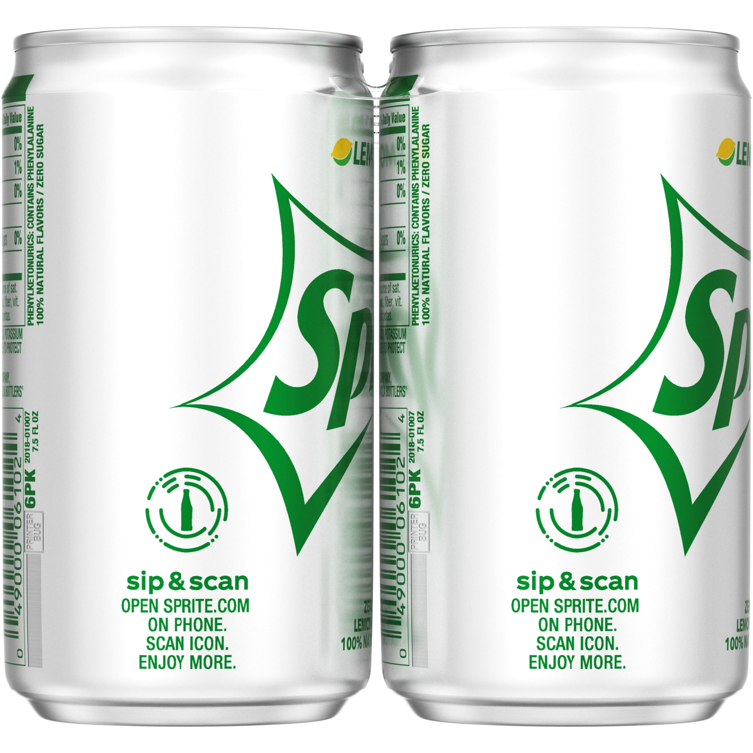 Buy Sprite Zero Sugar Lemon Lime Diet Soda Pop Soft Drinks 7 5 Fl Oz