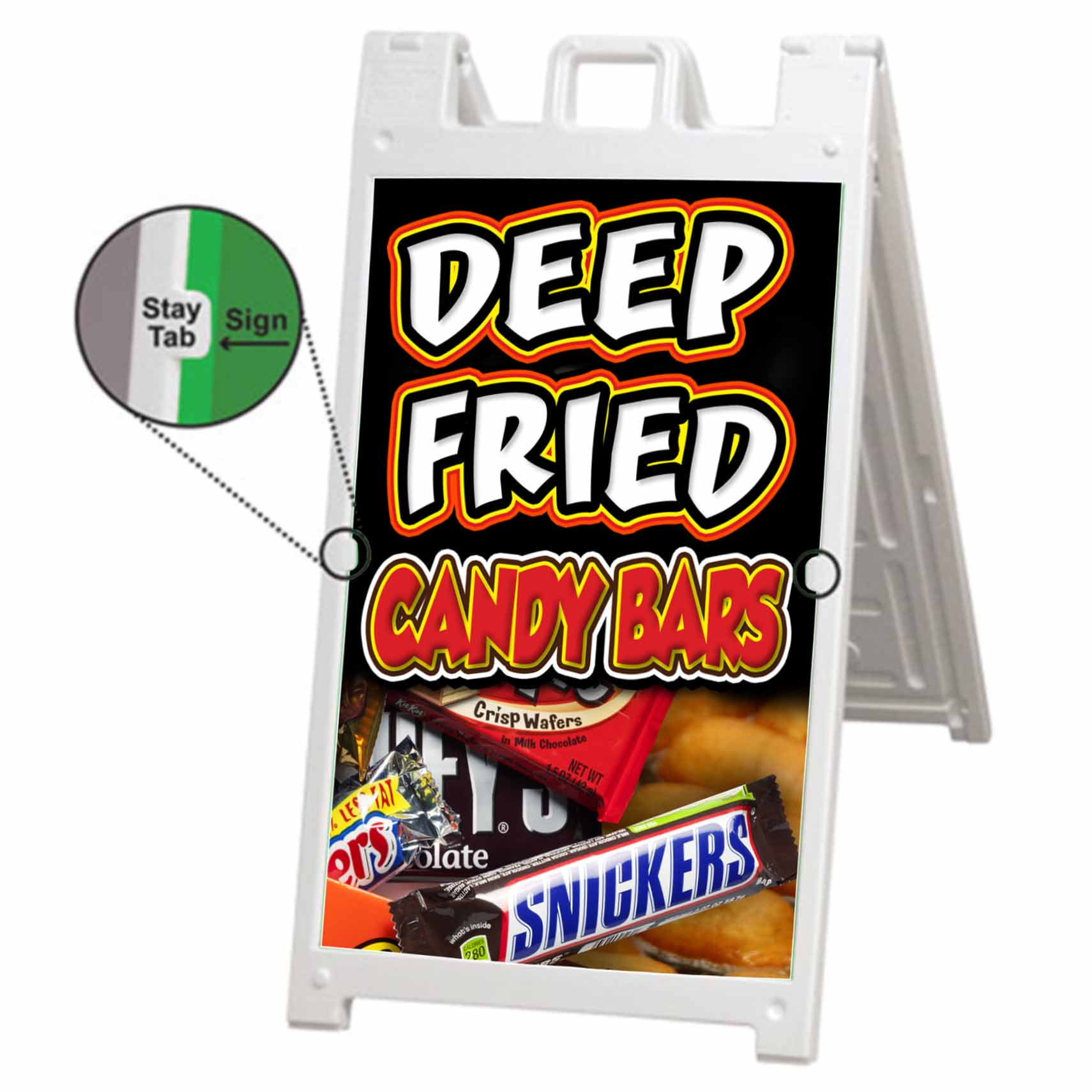 Deep Fried Candy Bars (24" X 36") Deluxe A-Frame Signicade, Includes 2 ...